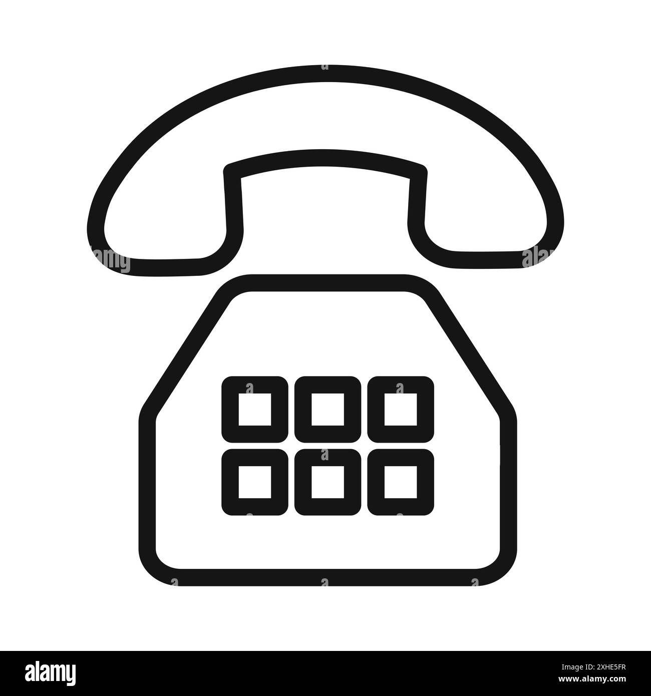 old phone icon Vector symbol or sign set collection in black and white ...
