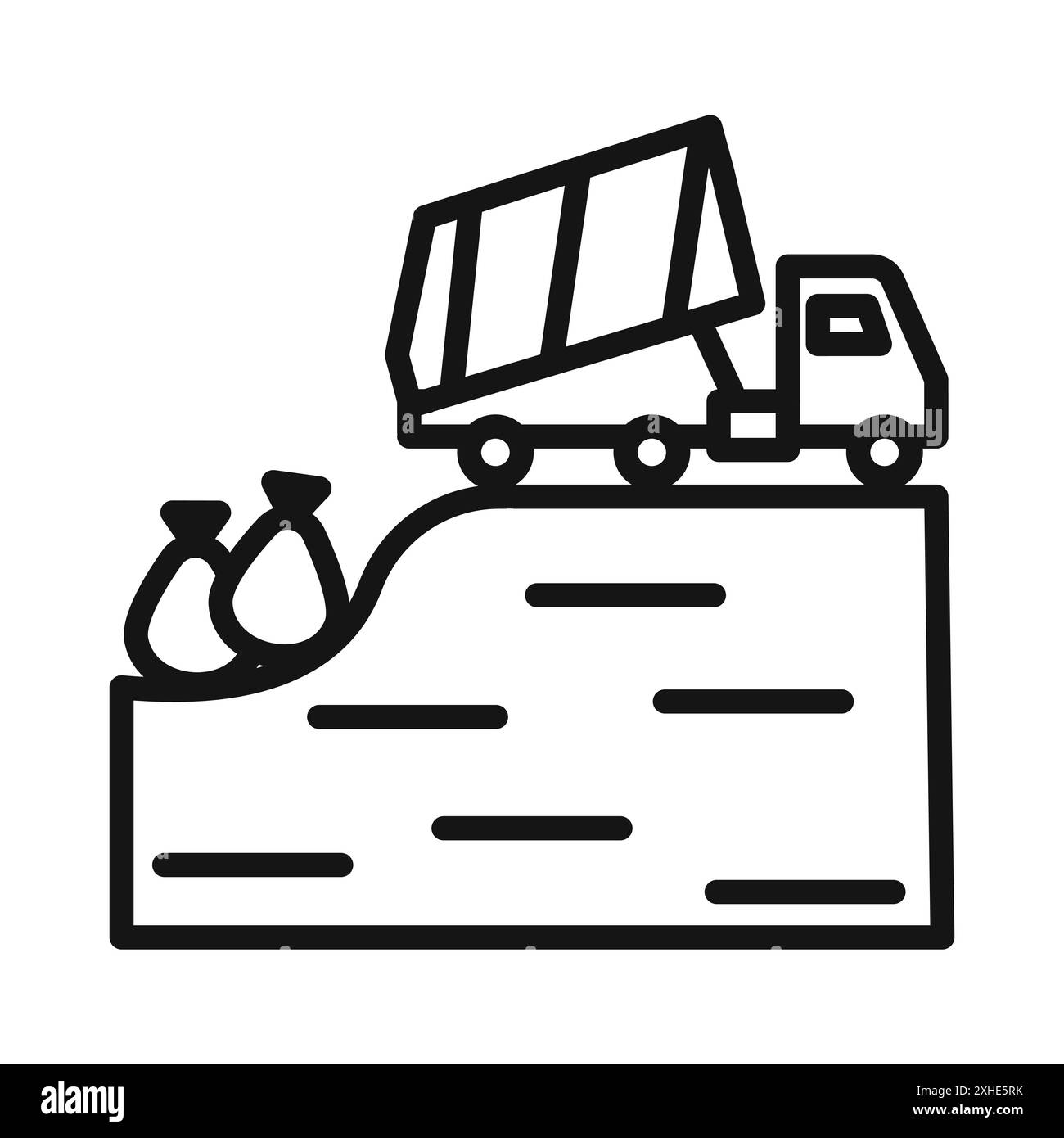 Landfill Site icon Vector symbol or sign set collection in black and white outline Stock Vector ...