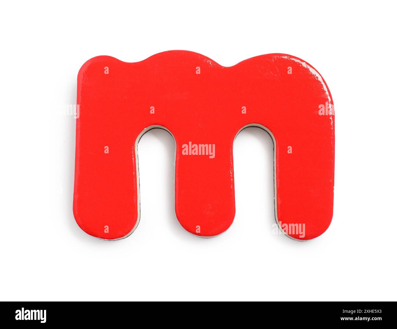 Red magnetic letter M isolated on white, top view. Alphabet Stock Photo ...