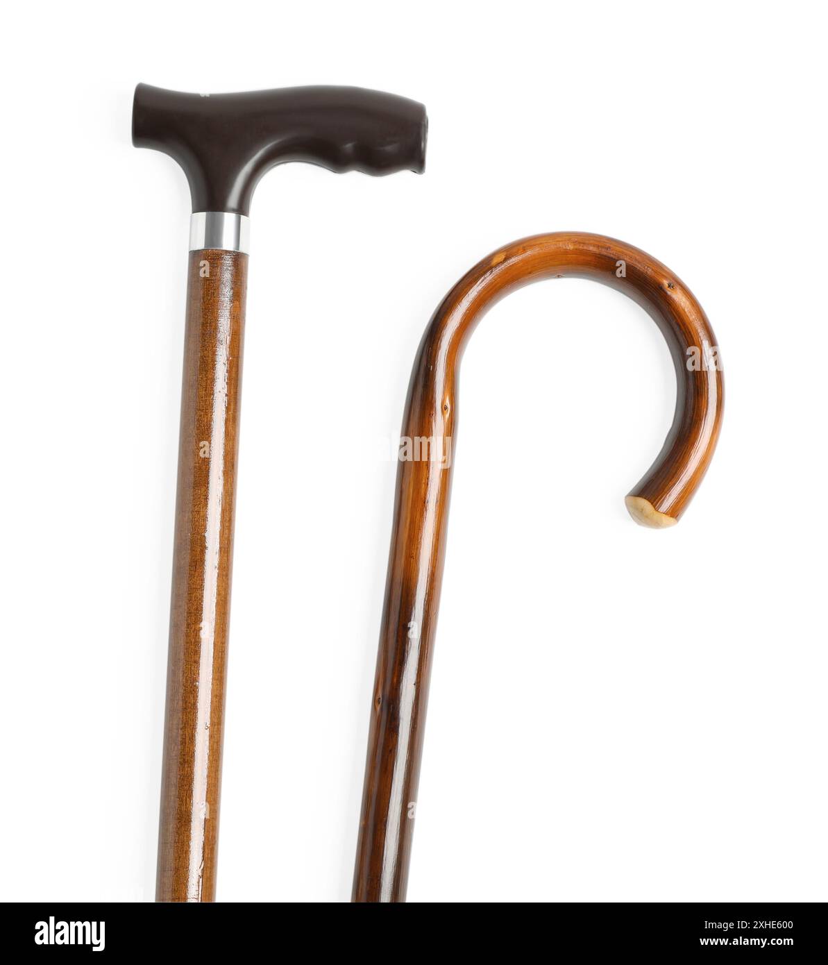 Different wooden walking canes isolated on white Stock Photo - Alamy