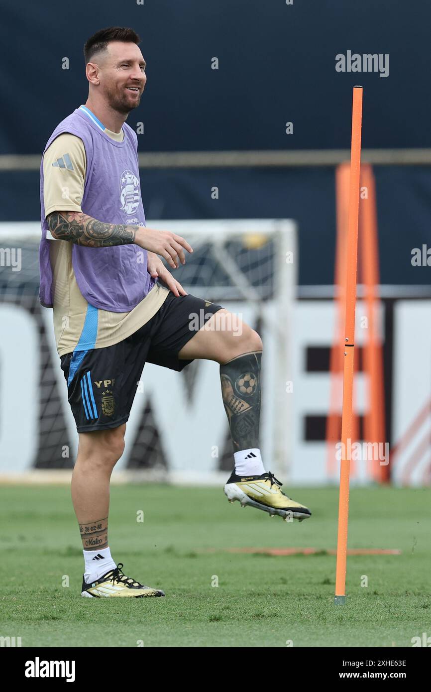 Argentina's forward Lionel Messi takes part in a training session ahead ...