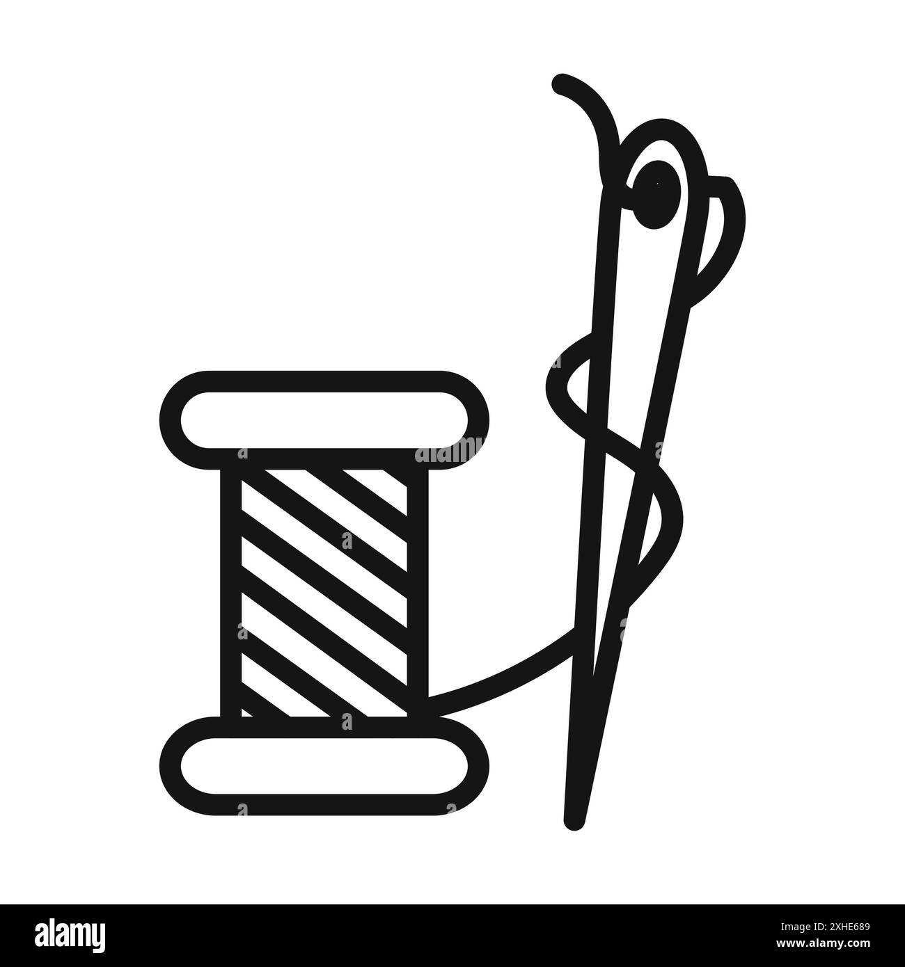 Needle, threads icon Vector symbol or sign set collection in black and ...