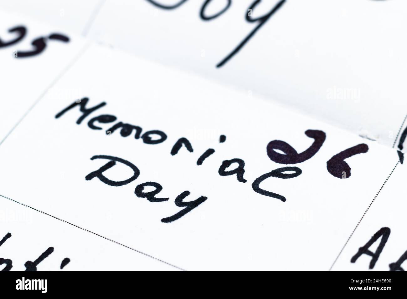 Memorial day on a calendar Photo Stock Photo - Alamy