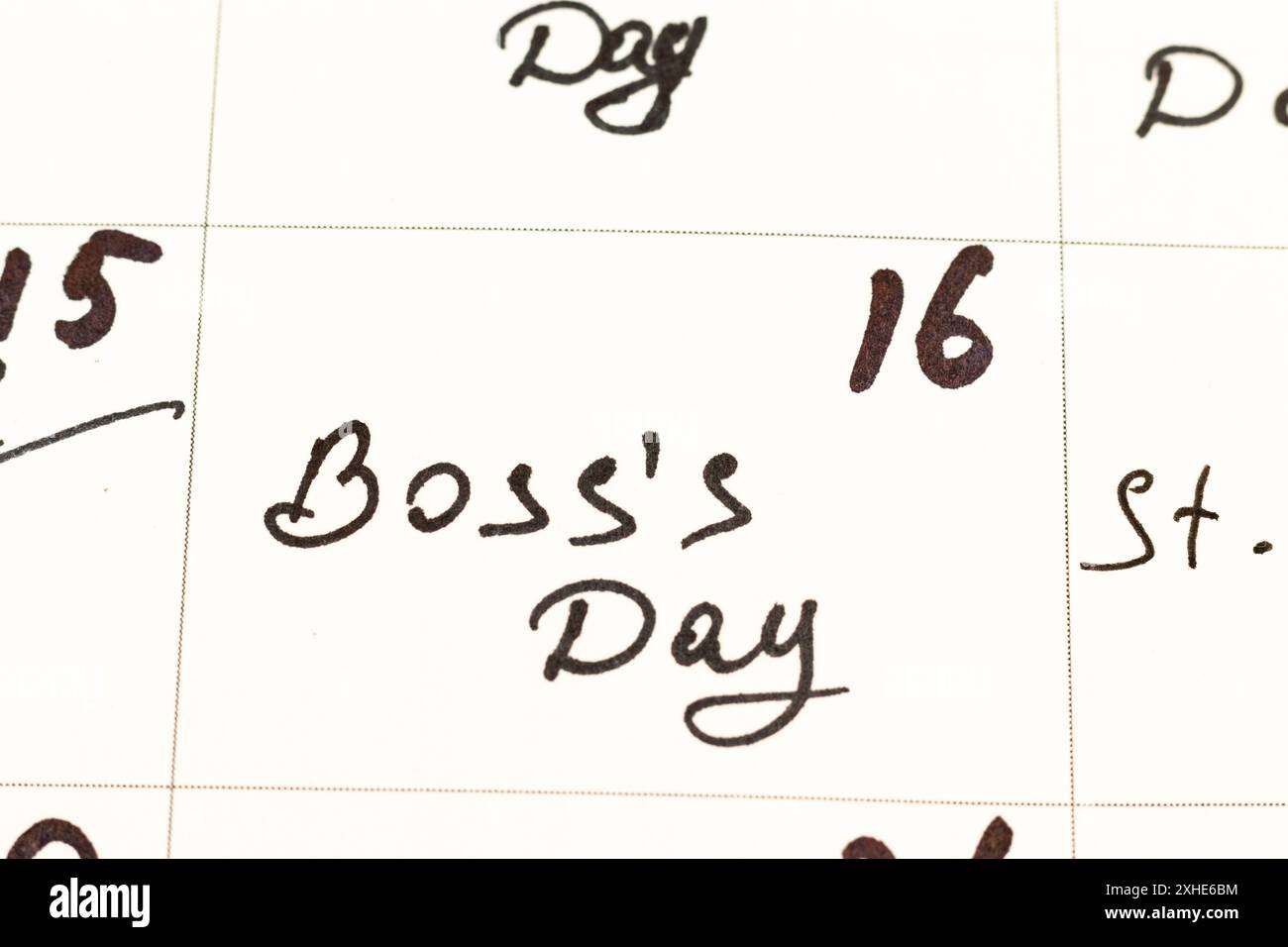 Boss day october 16 Photo calendar Stock Photo - Alamy