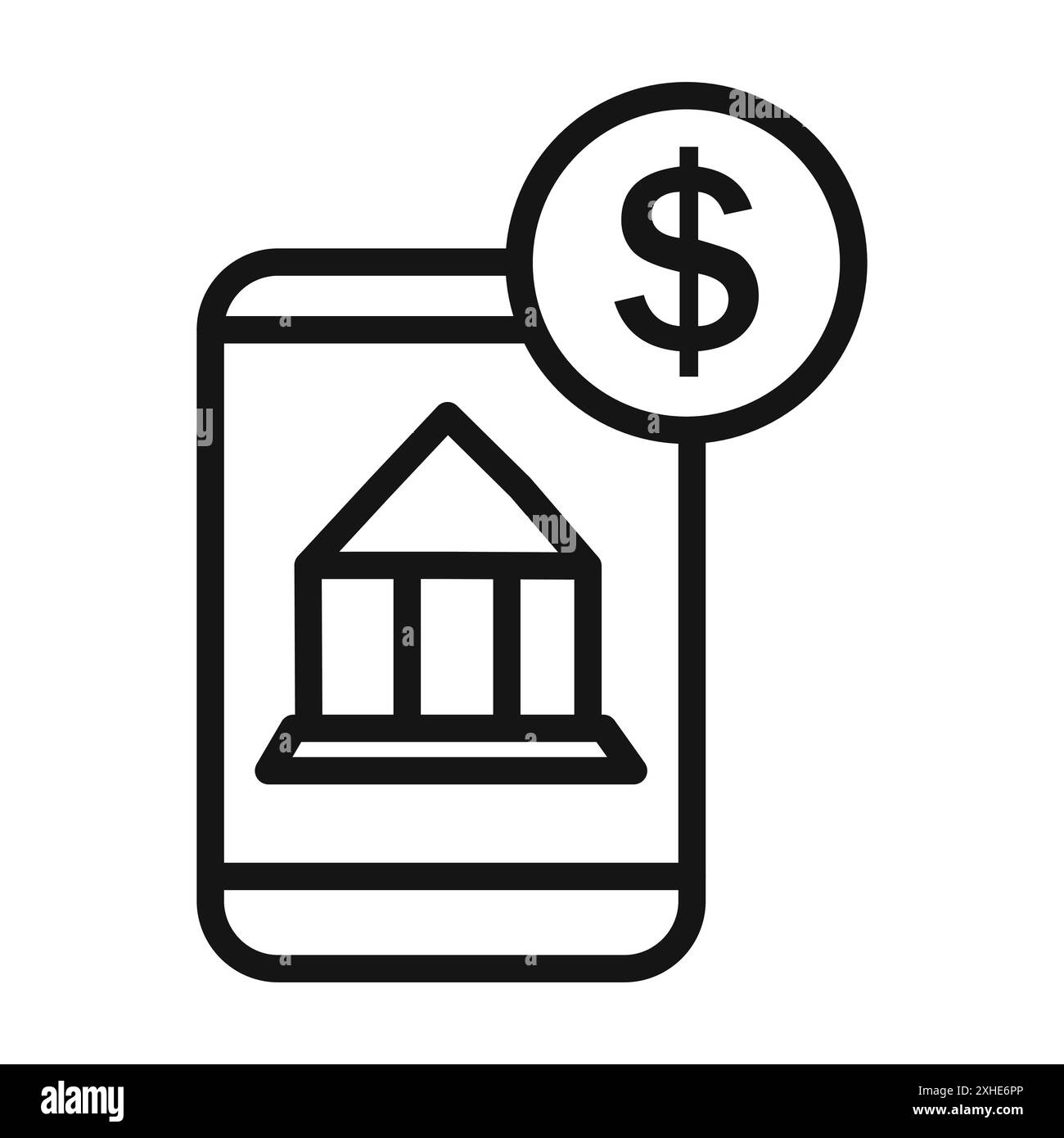 Mobile Bank icon Vector symbol or sign set collection in black and ...