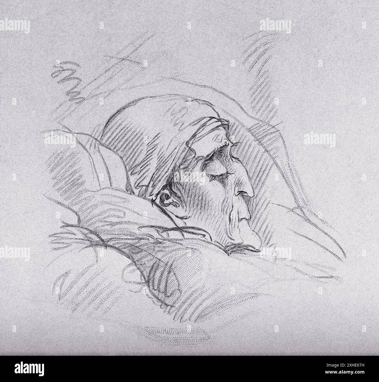 Engraving of Arthur Wellesley, First Duke of Wellington on His Deathbed ...