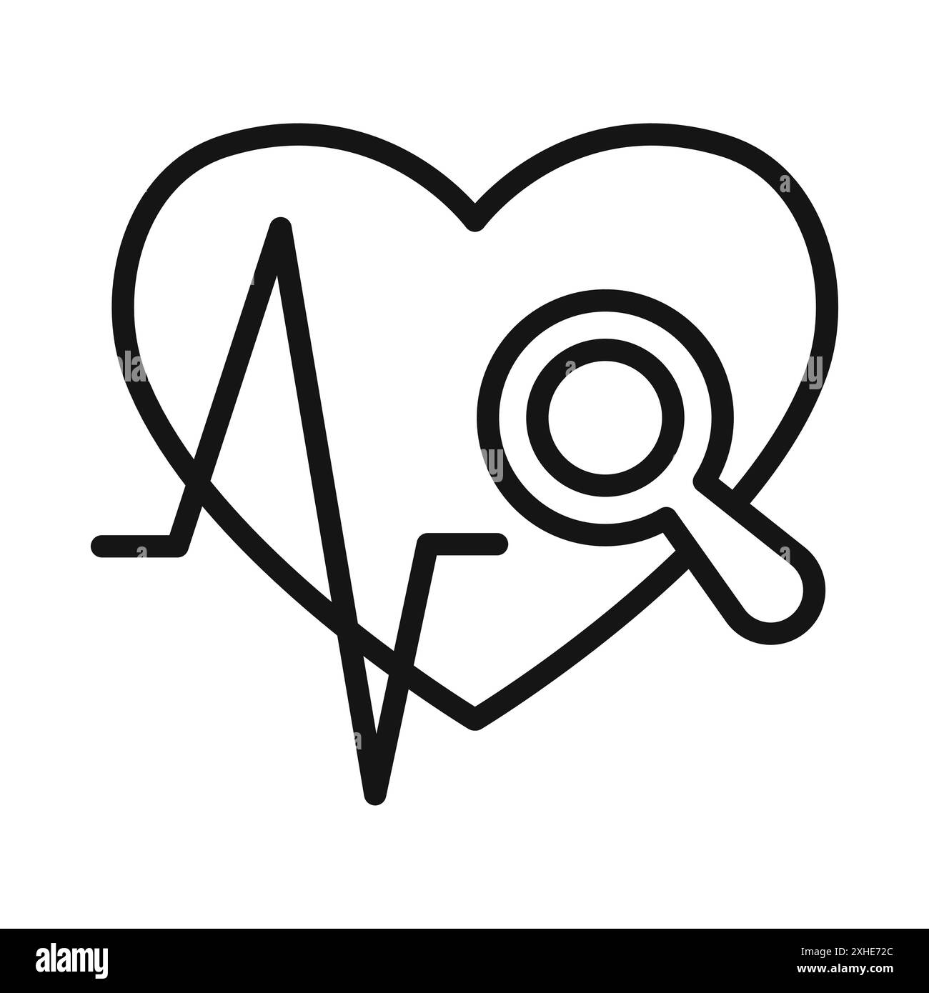 pulse heart check up icon Vector symbol or sign set collection in black ...