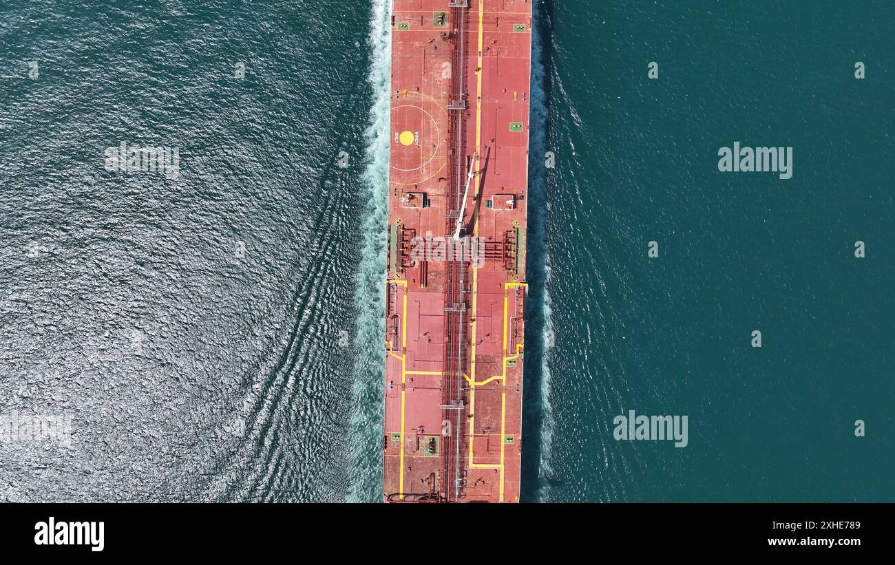 Aerial view of the freight shipping transport system cargo ship ...