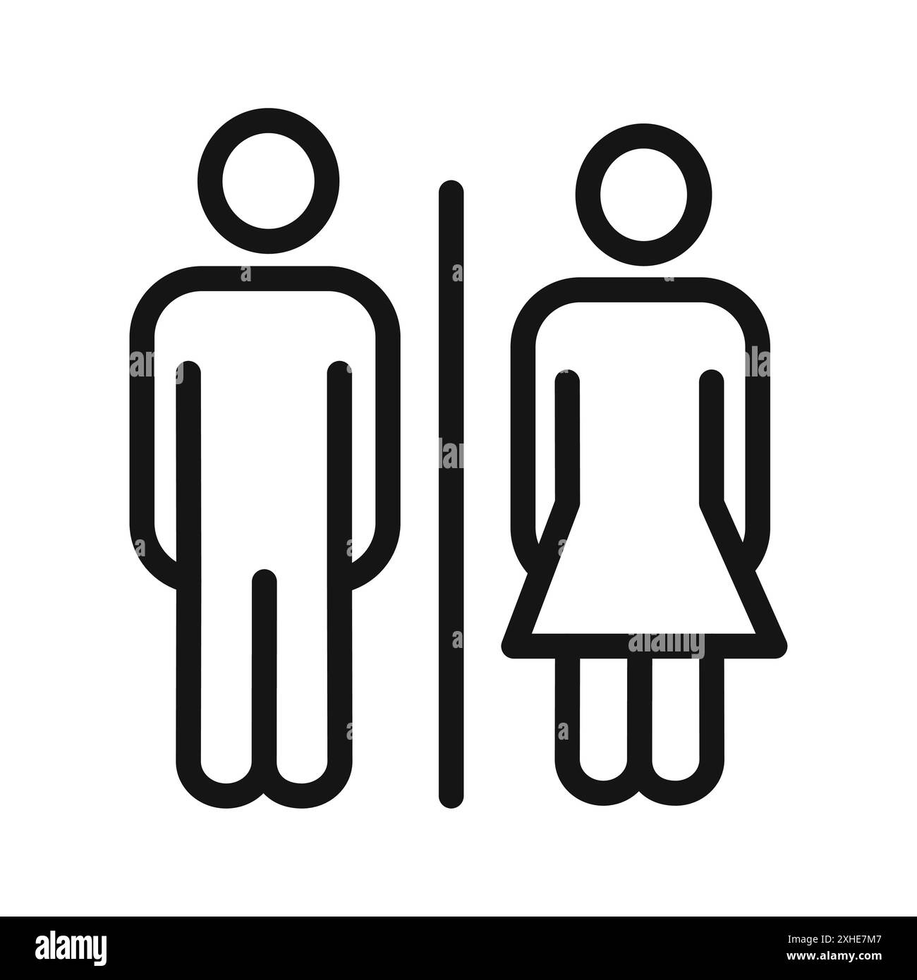 Toilet Men Women Icon Vector Symbol Or Sign Set Collection In Black And White Outline Stock