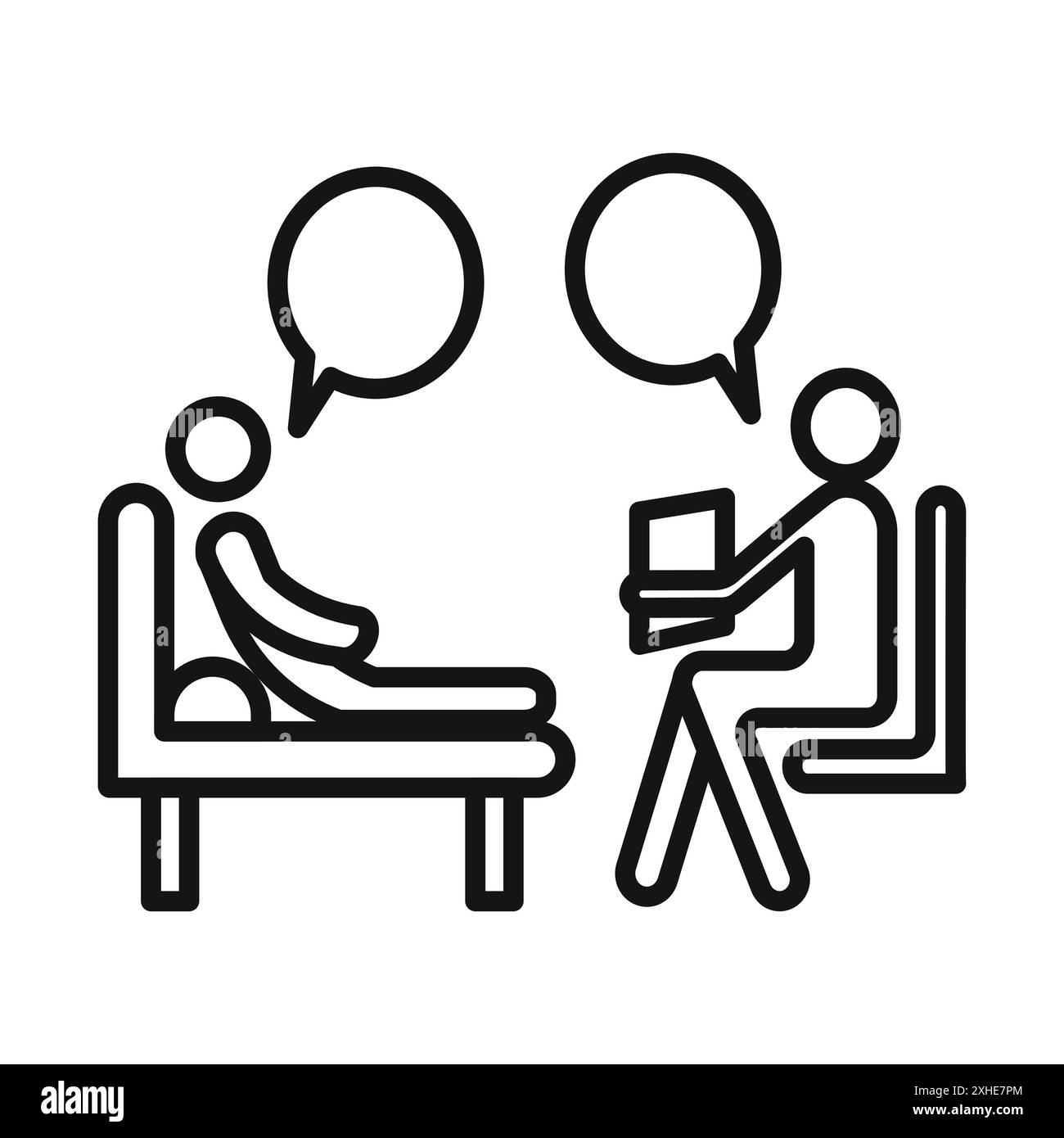 psychologist and patient icon Vector symbol or sign set collection in ...