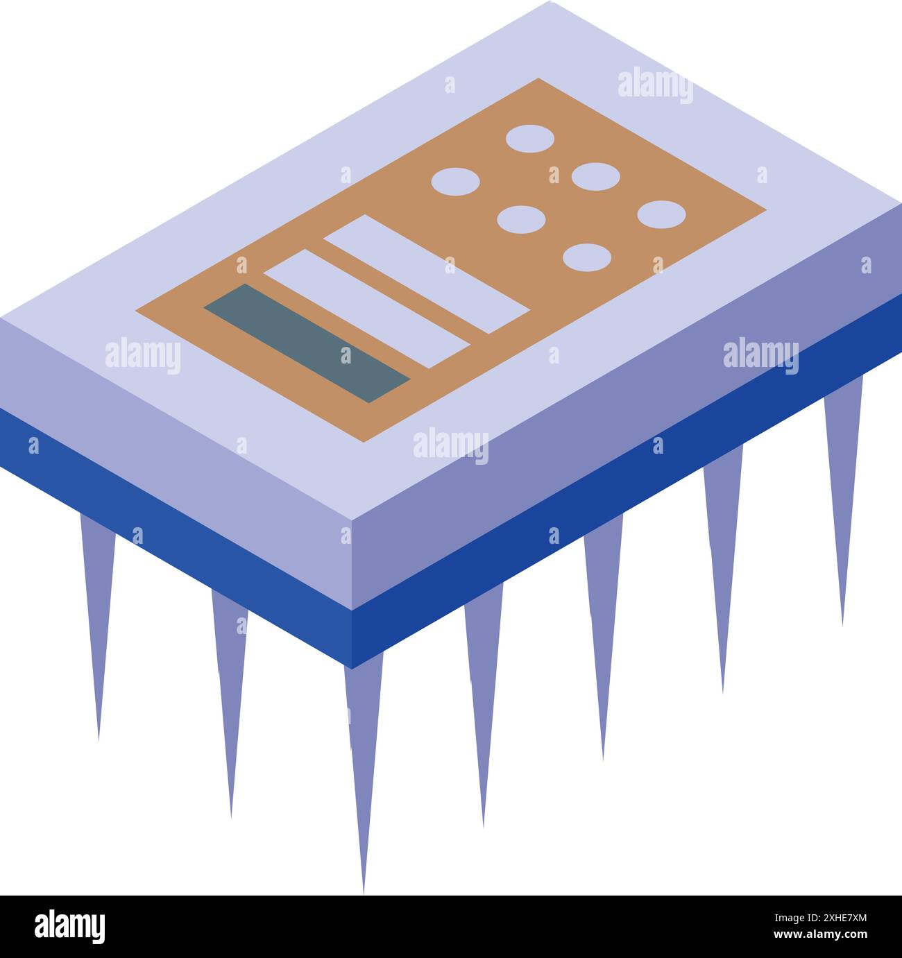 Microchip with contacts is connecting to motherboard, hardware icon, isometric vector ...