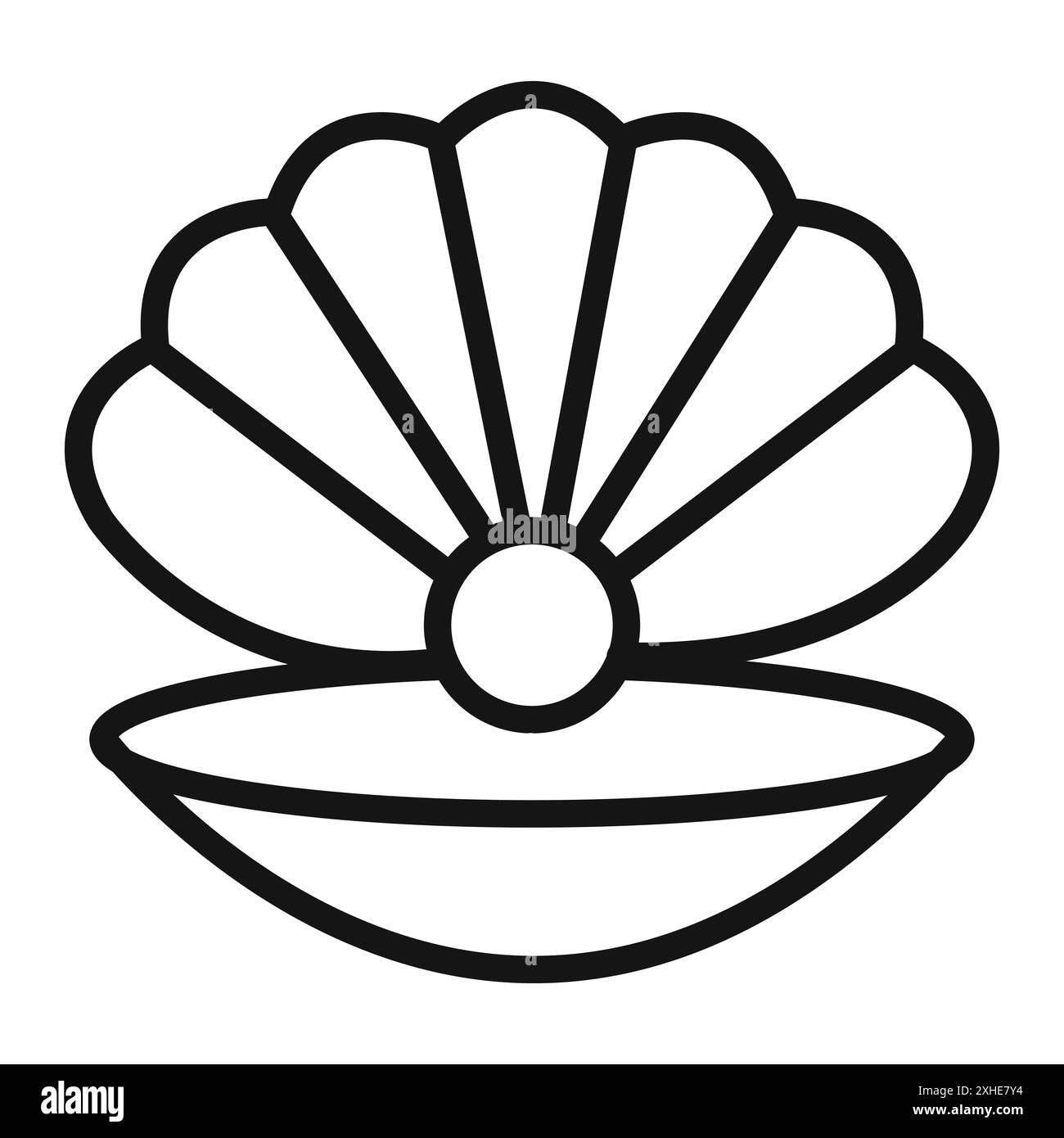Sea shell with pearl icon Vector symbol or sign set collection in black ...