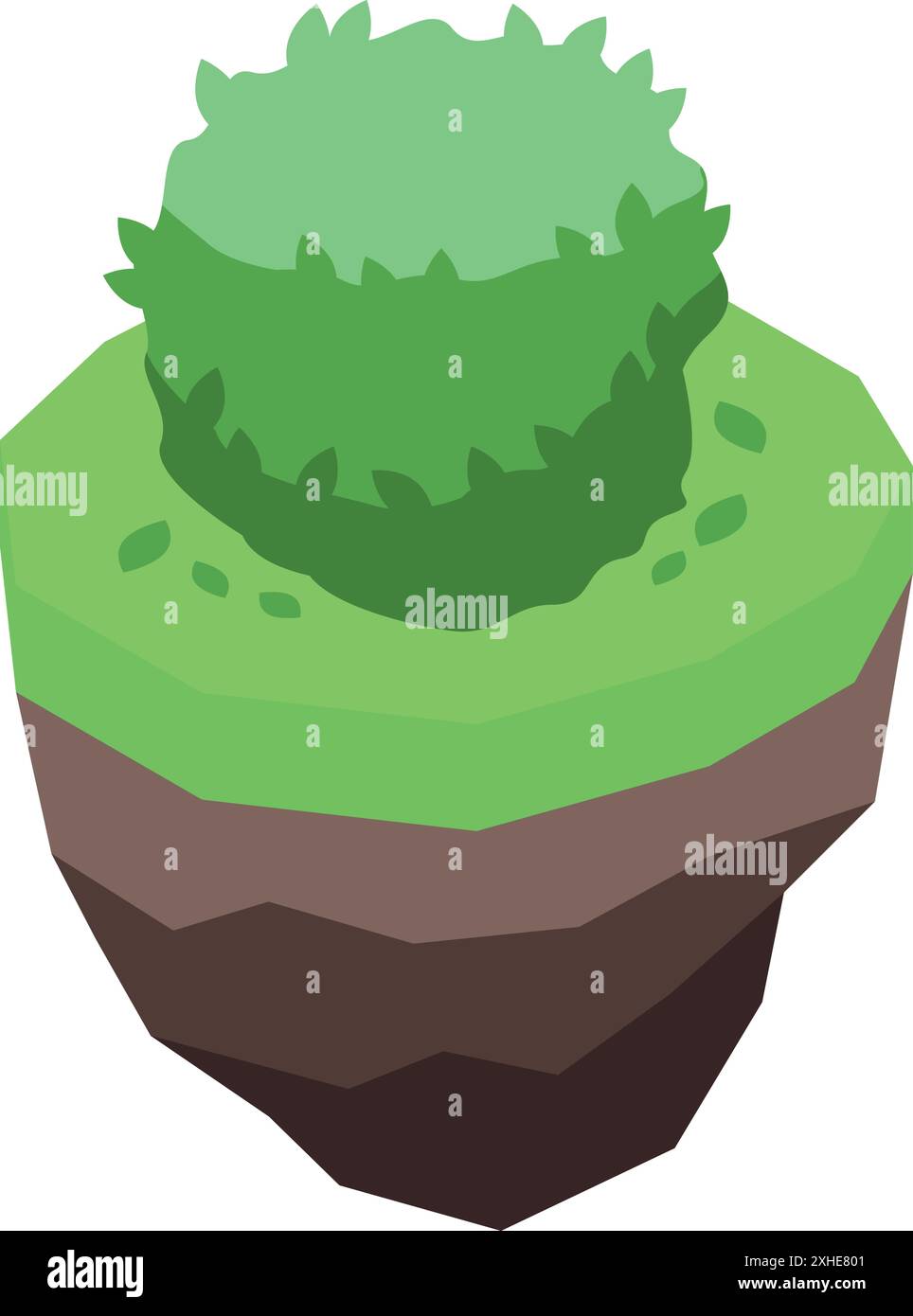 Green bush growing on a floating island with a cartoon style Stock ...