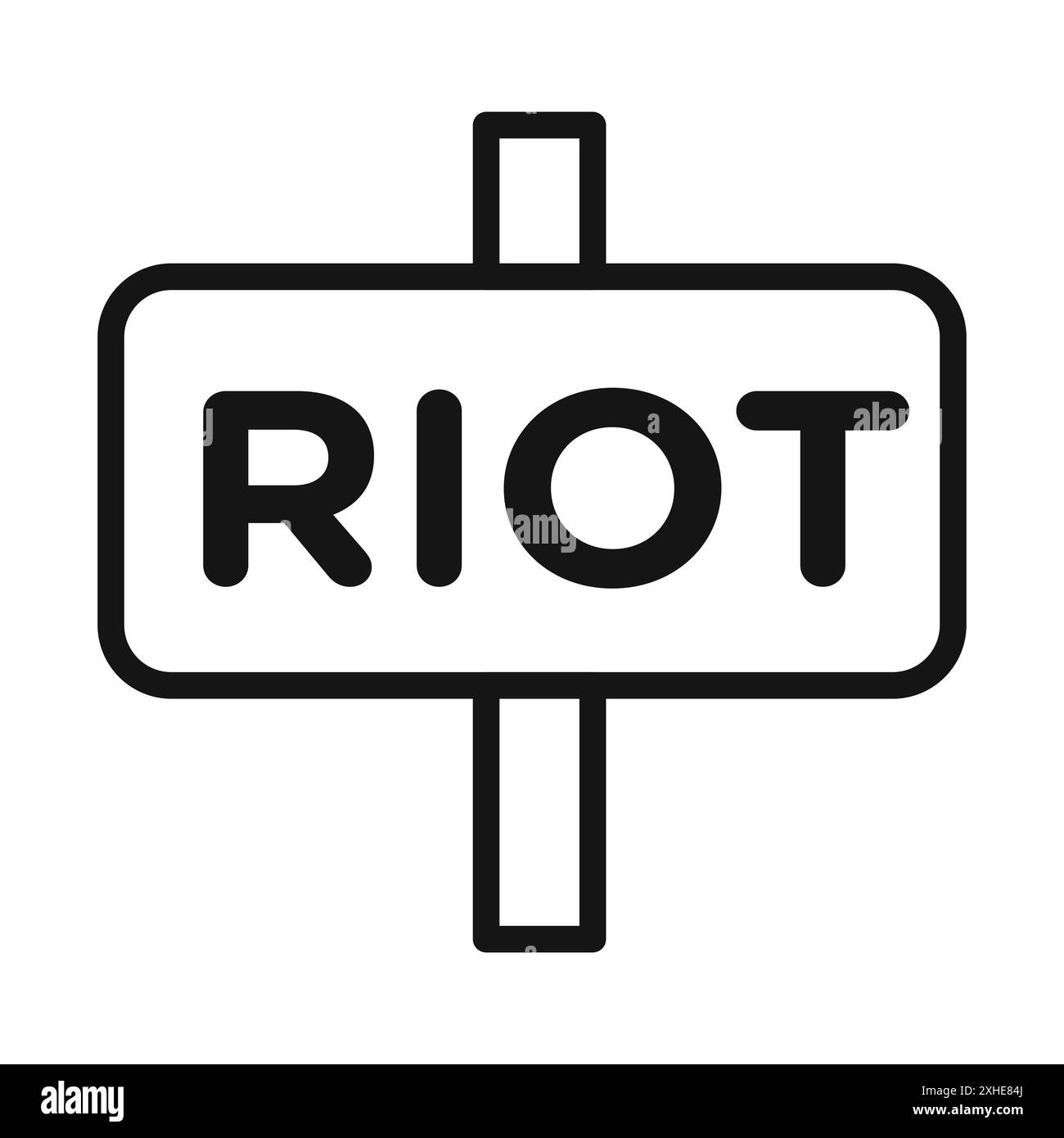 Riot sign icon Vector symbol or sign set collection in black and white ...