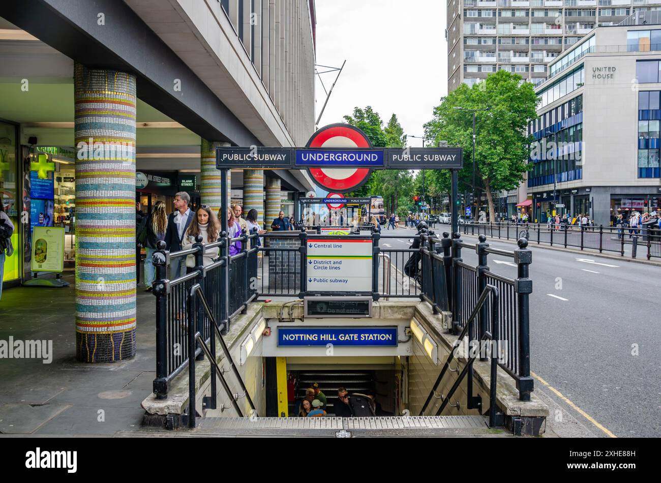 Entrance into Notting Hill Gate London Underground Station for the ...