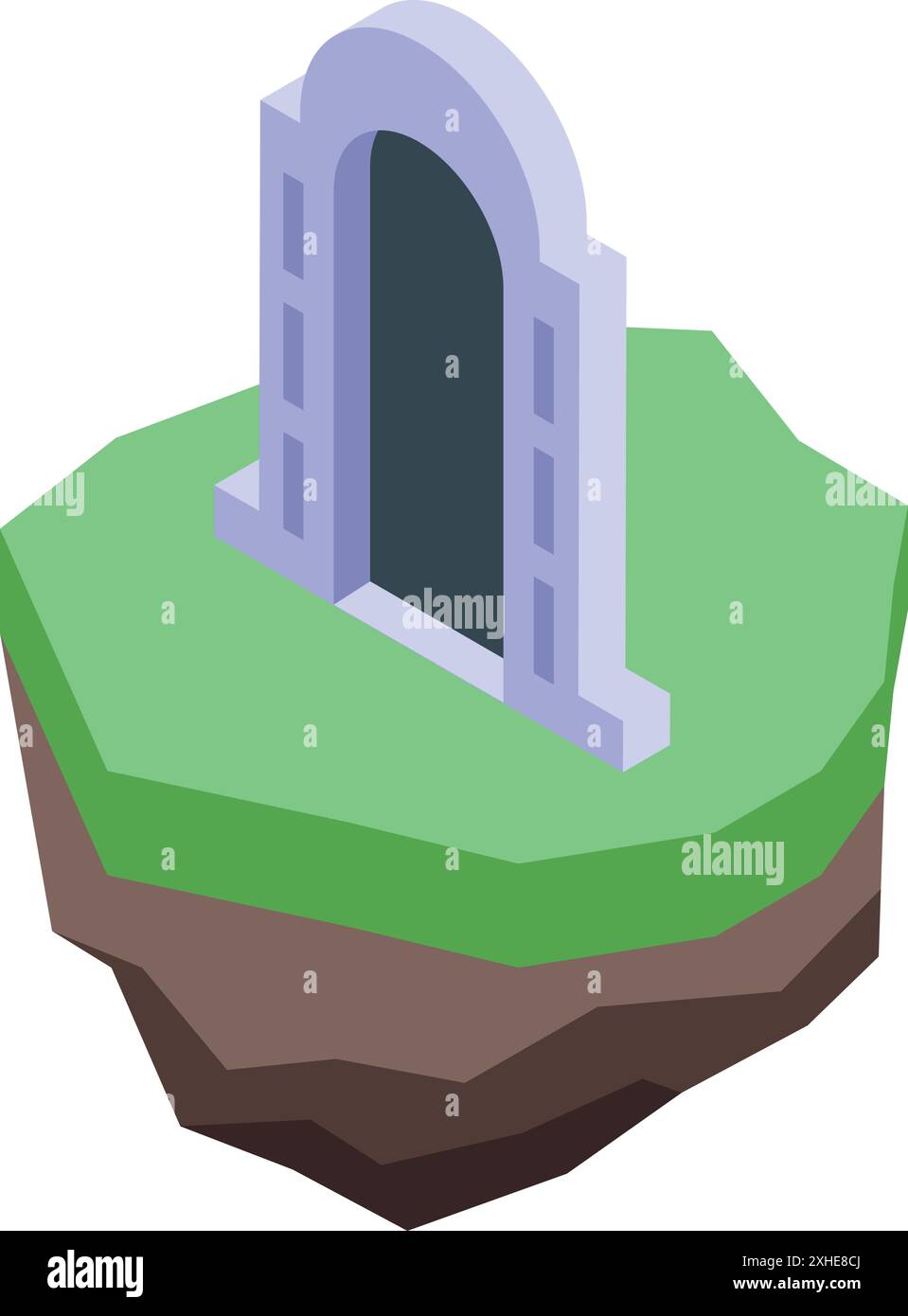 Isometric illustration of a mysterious portal opening on a flying ...