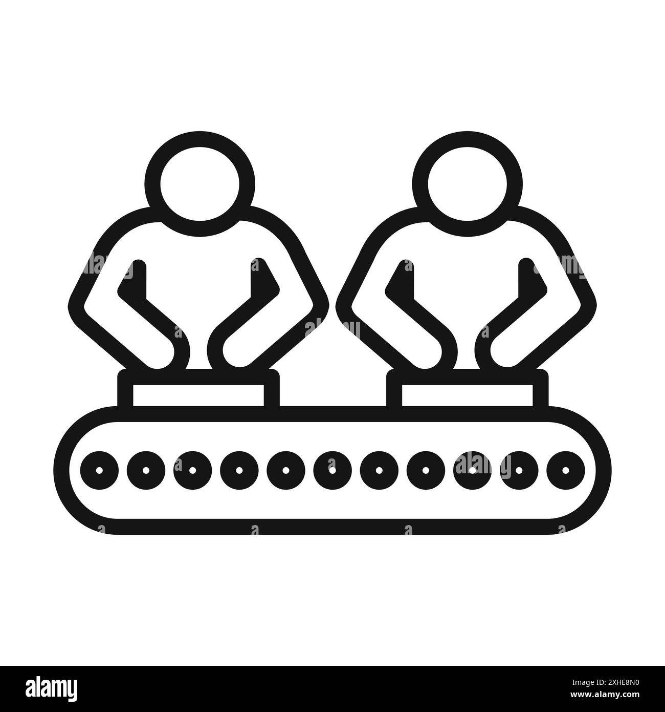 Assembly line icon Vector symbol or sign set collection in black and white outline Stock Vector ...