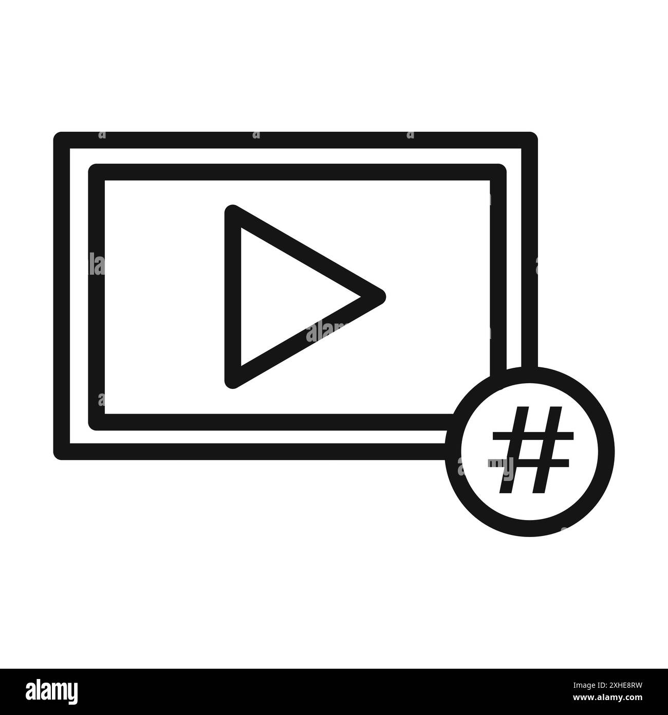Video Tag icon Vector symbol or sign set collection in black and white ...