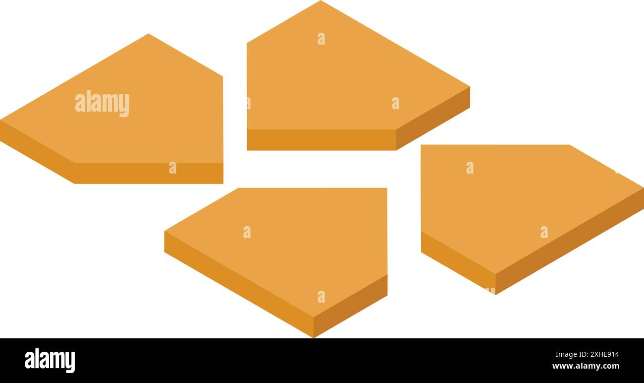 Four square shaped platforms are creating a 3d cross shape on a white ...