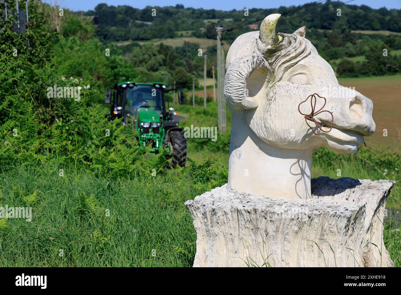 Cow statue in the Limousin countryside in France. Tribute to the famous ...