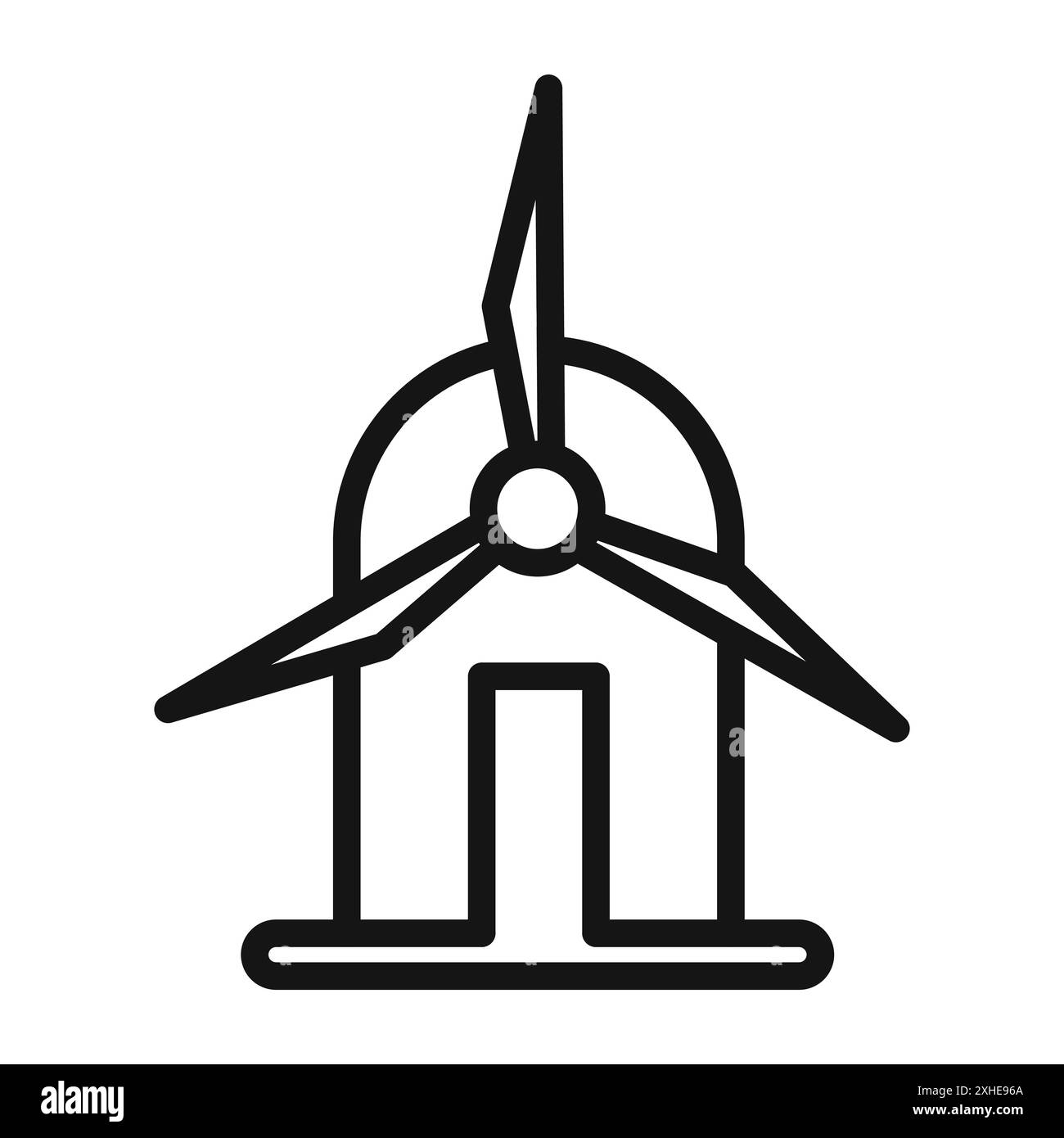wind mill icon Vector symbol or sign set collection in black and white ...