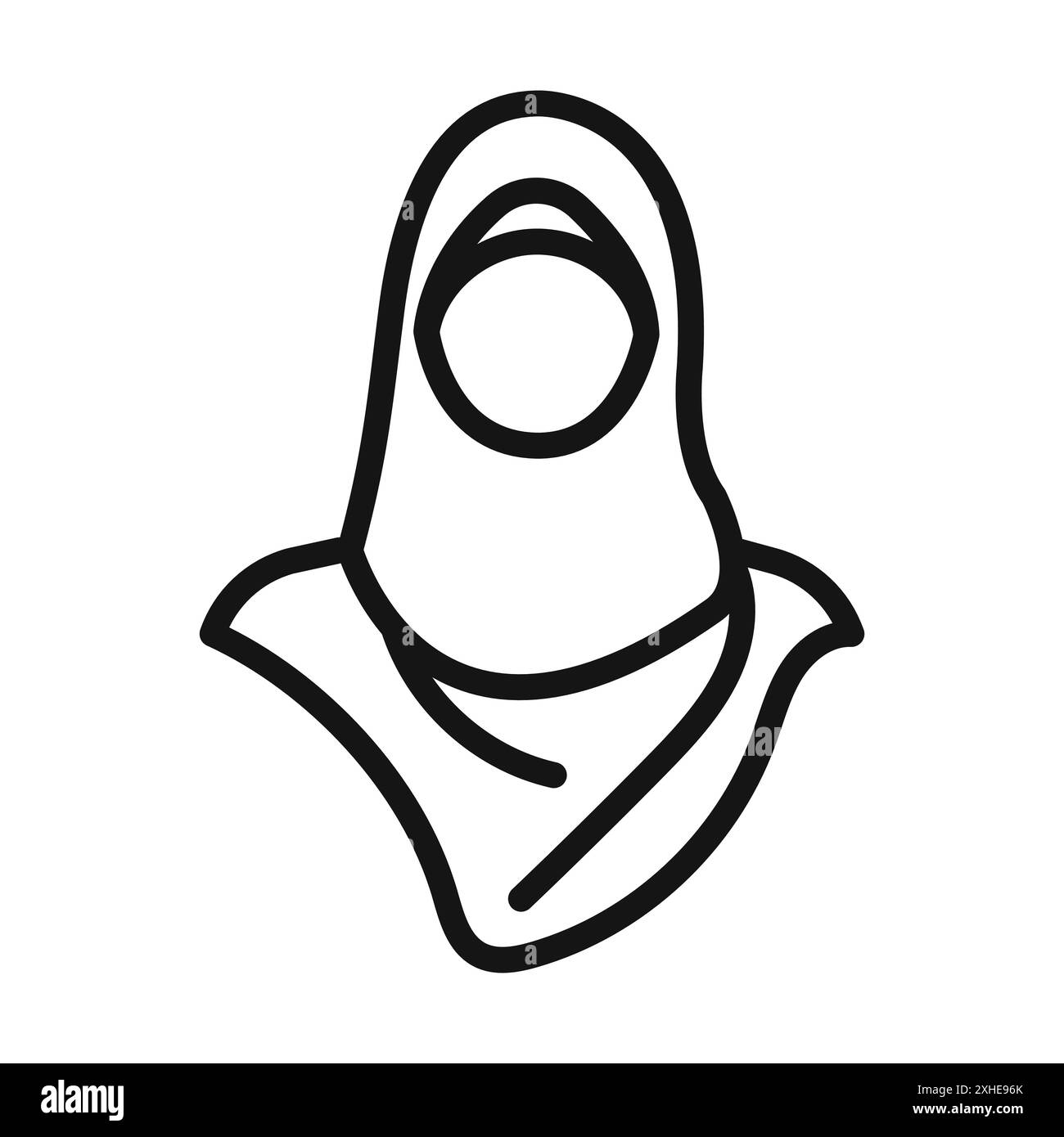 Women Hijab Icon Vector Symbol Or Sign Set Collection In Black And White Outline Stock Vector