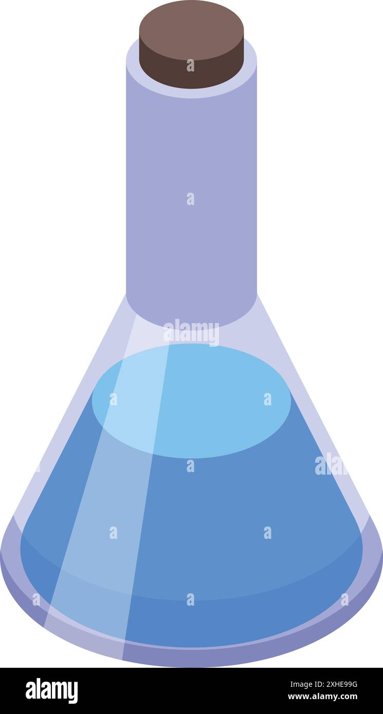 Conical flask containing blue chemical solution hi-res stock ...