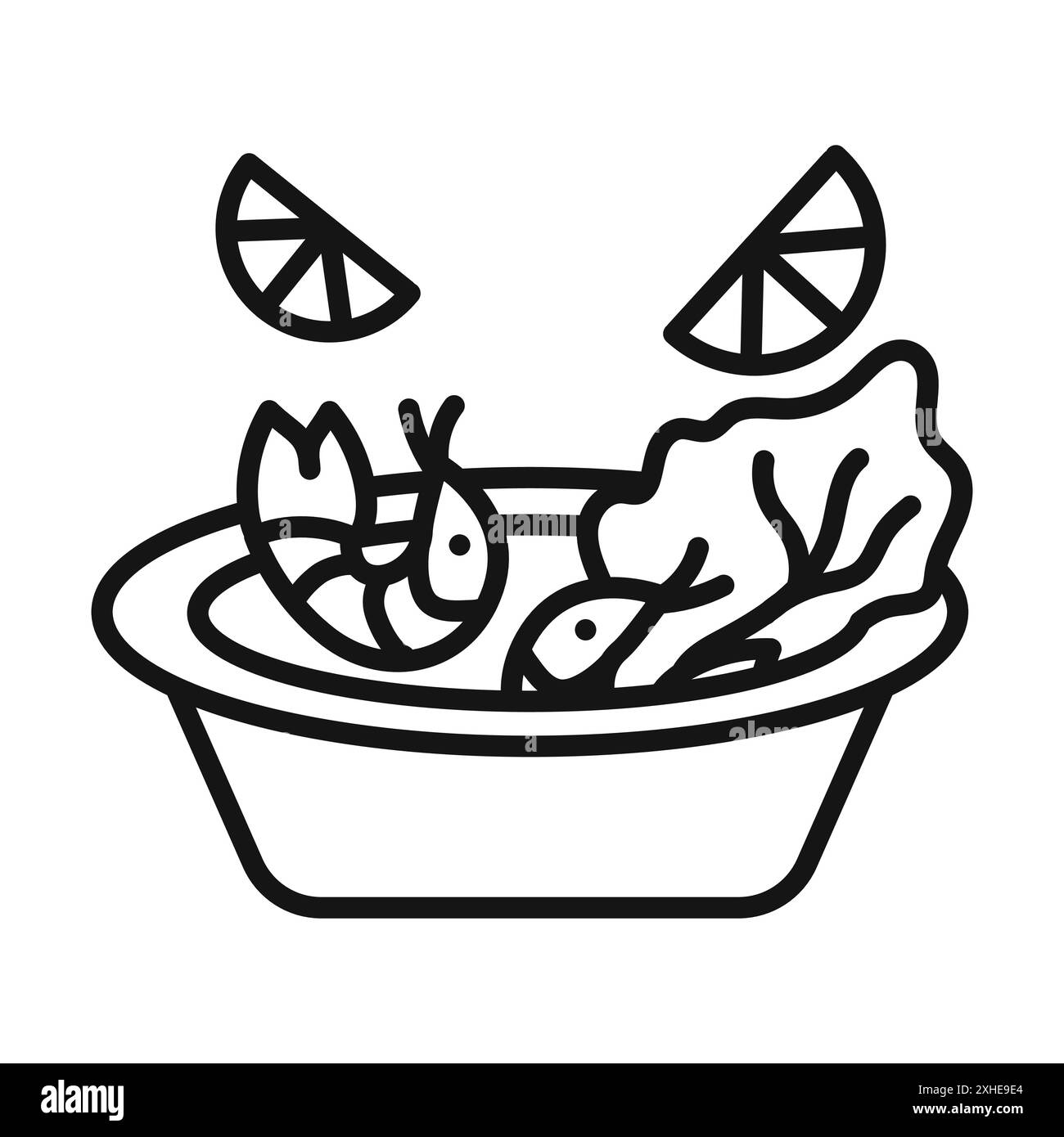 Ceviche icon Vector symbol or sign set collection in black and white ...
