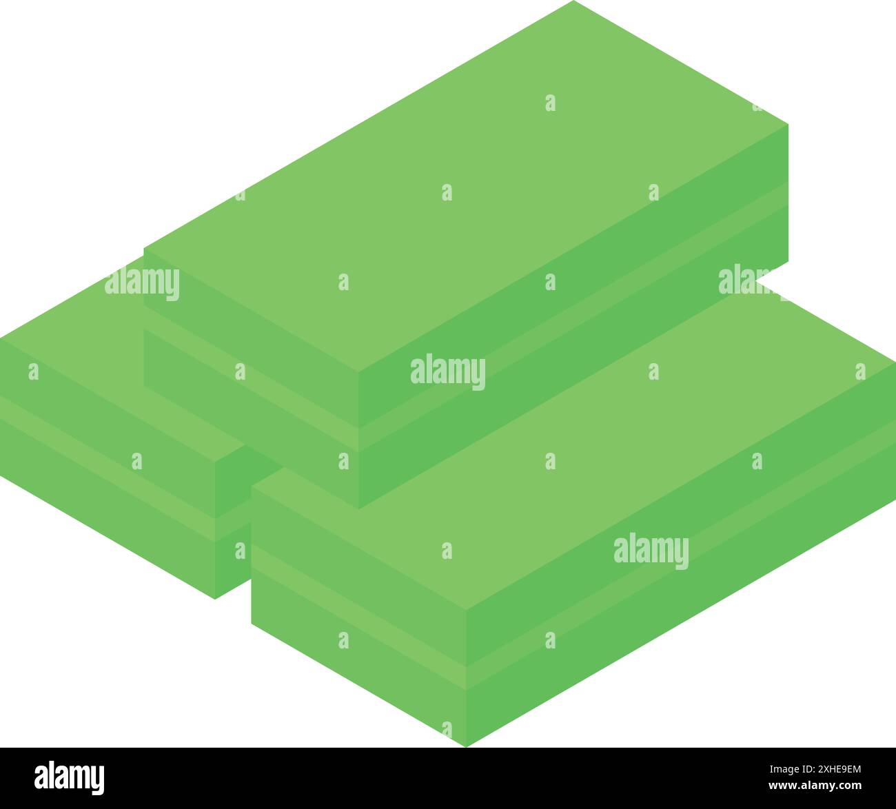 Green rectangular building insulation panels lying on top of each other ...