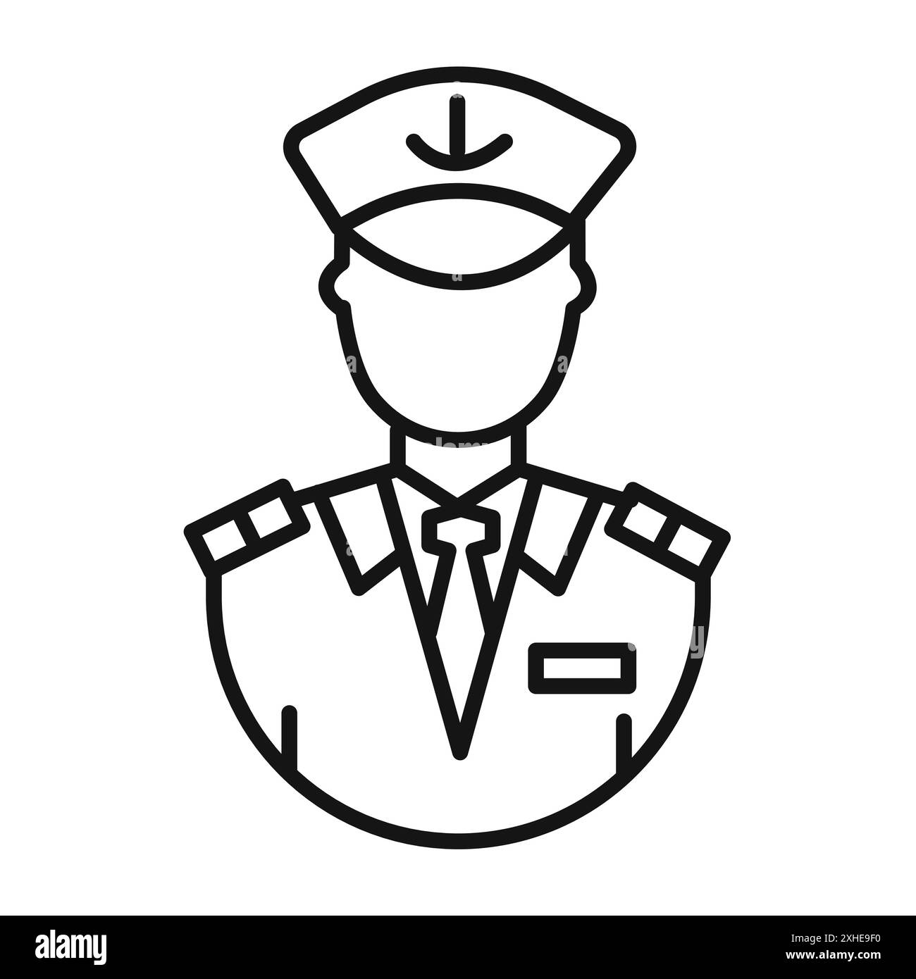 Male chief officer icon Vector symbol or sign set collection in black ...