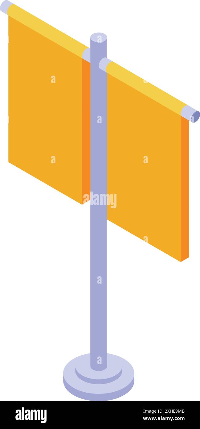 Street signpost showing two blank yellow flags hanging on metal pole ...