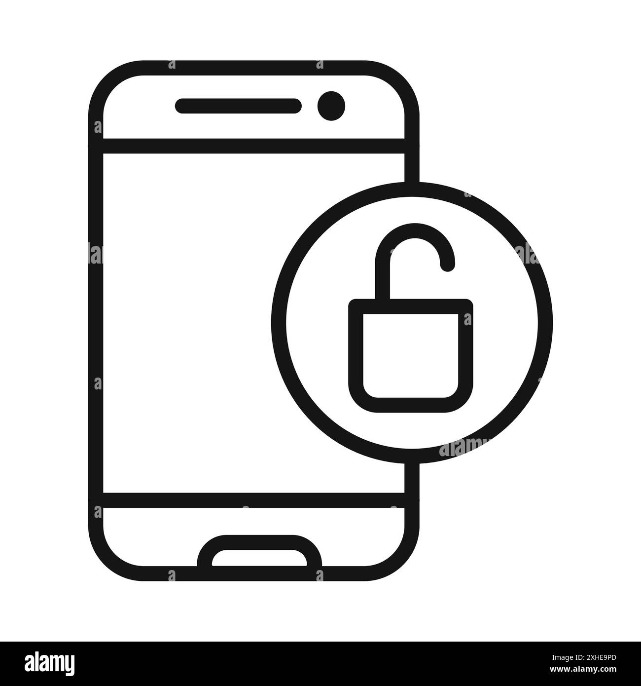 Mobile Unlock icon Vector symbol or sign set collection in black and ...