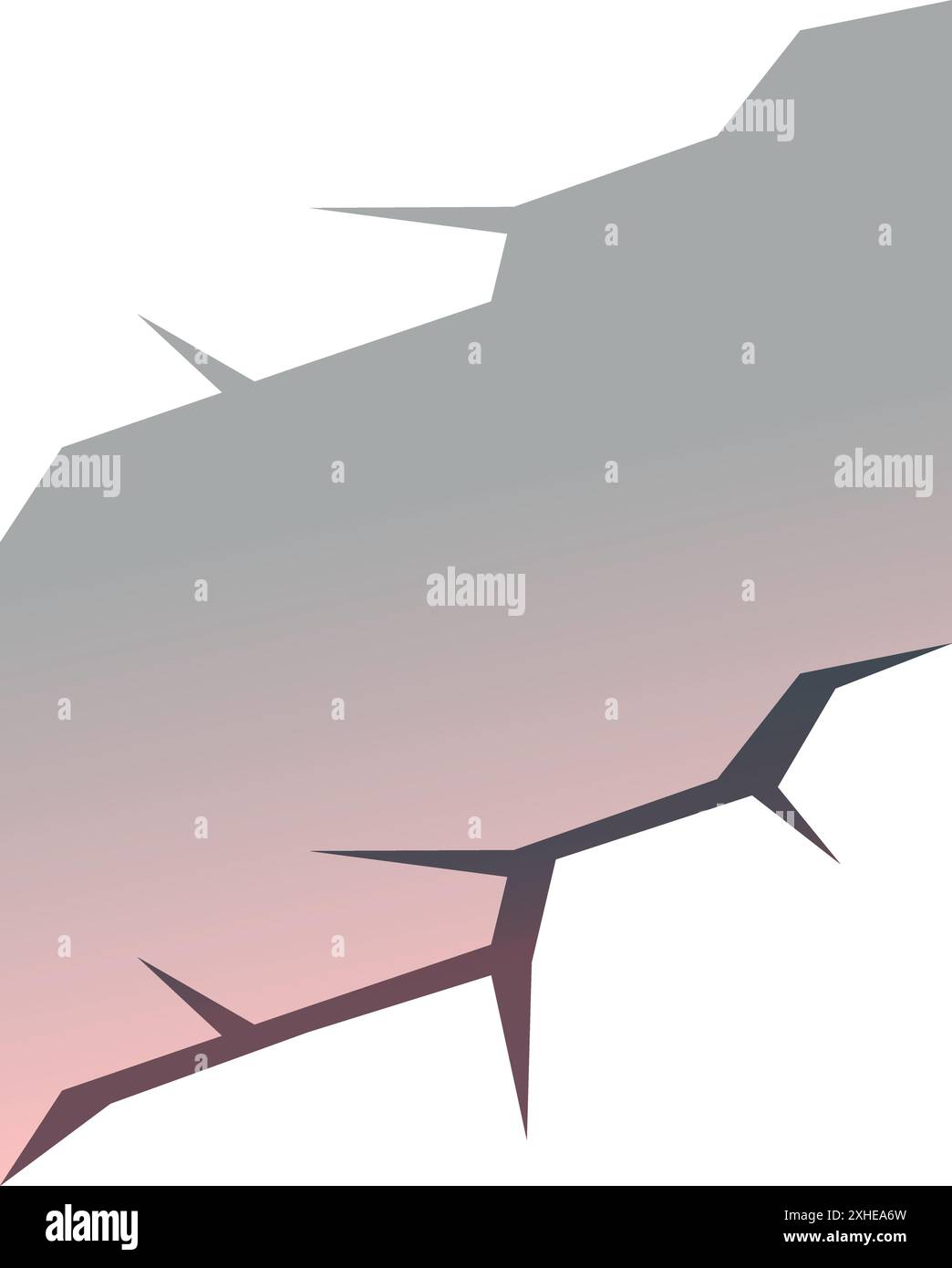 Crack is tearing through a gray surface, revealing a pink layer ...