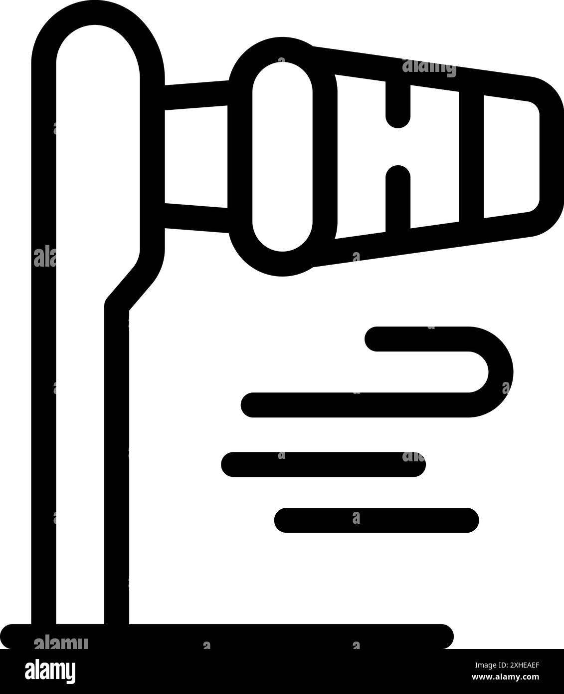 Simple, bold icon of a windsock indicating wind direction and strength ...