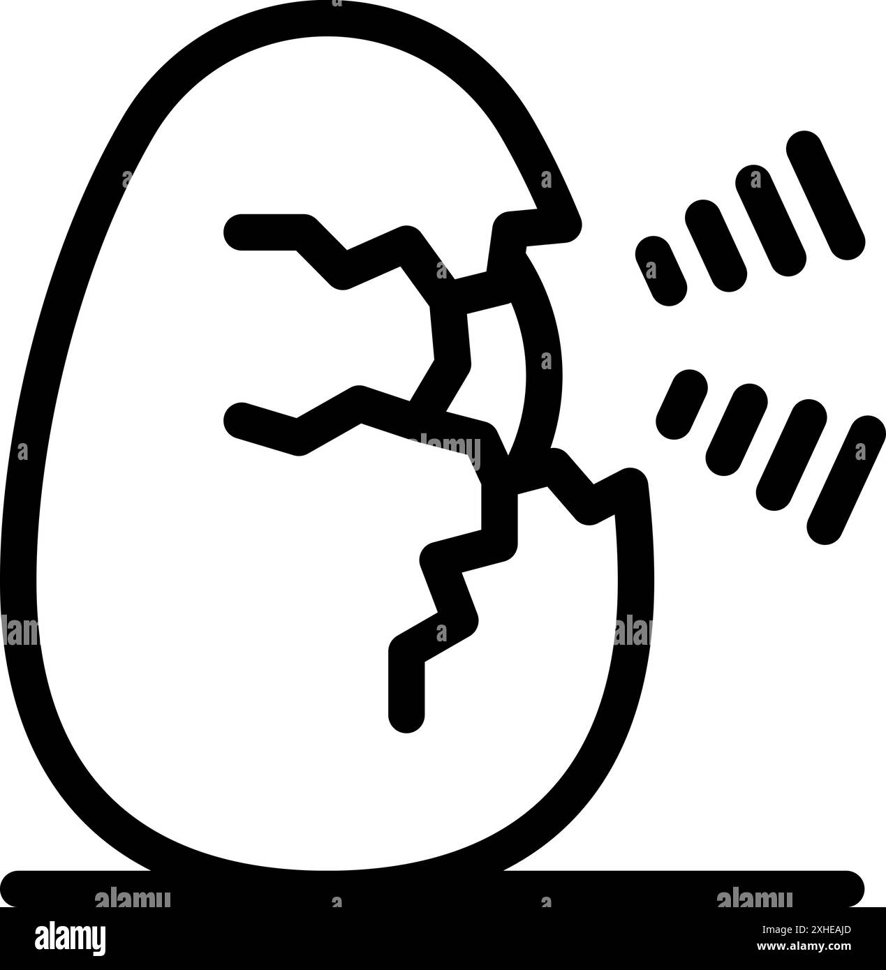 Simple line art icon of an egg breaking open with light shining through ...