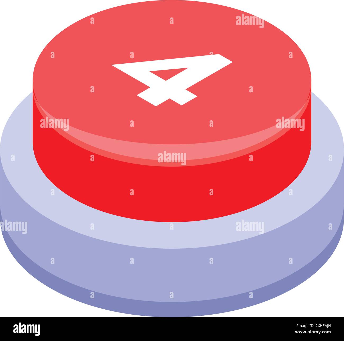 Red keyboard button with number four showing modern technology Stock ...