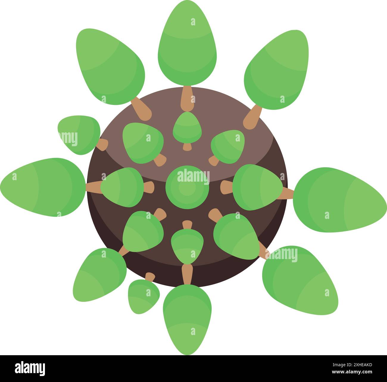 Small planet earth is covered with green trees growing from the top ...