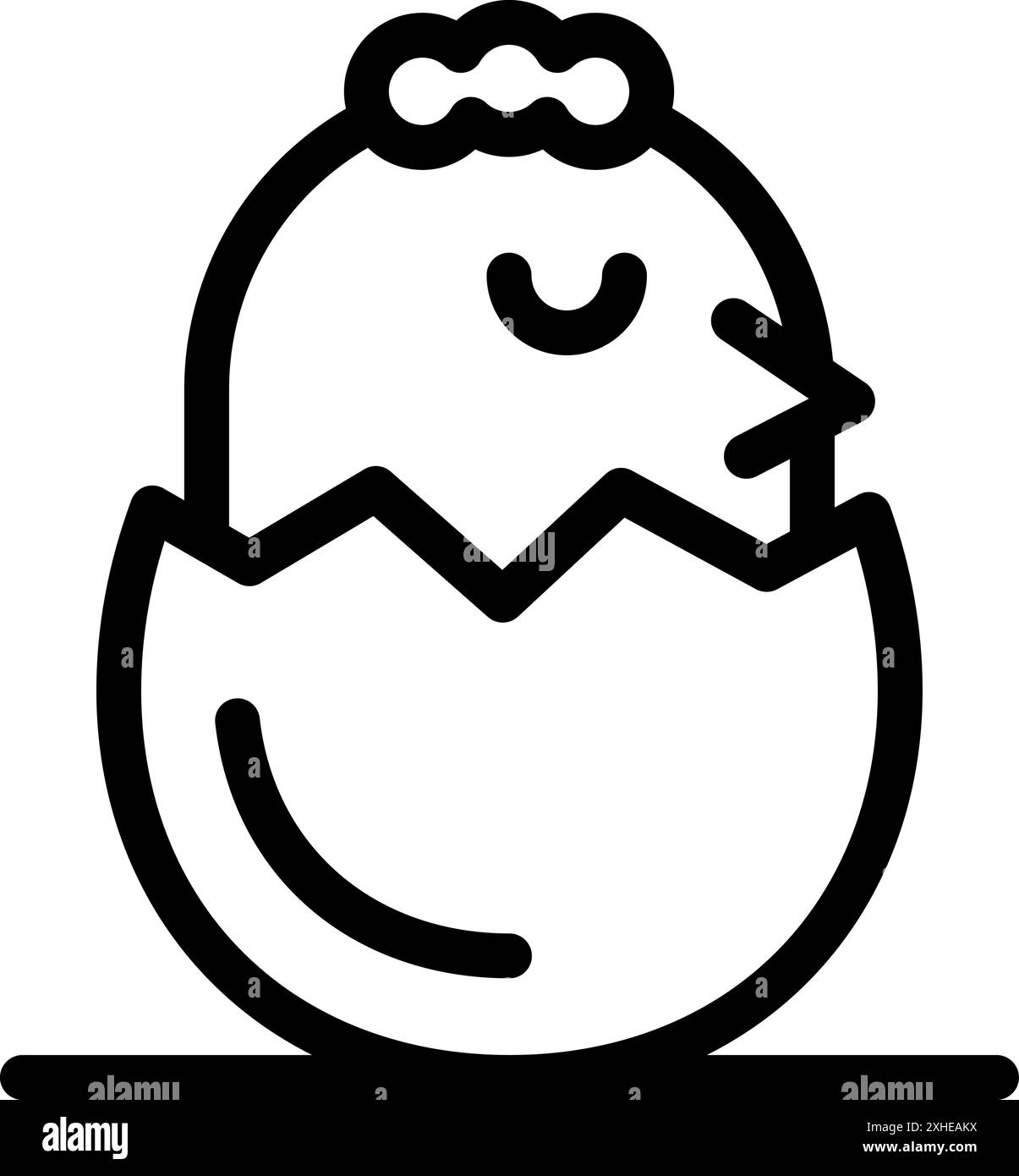Minimalist line art icon of a little chick hatching from an egg Stock ...