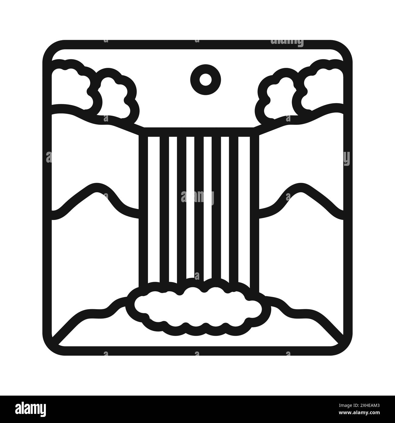 waterfall icon Vector symbol or sign set collection in black and white ...