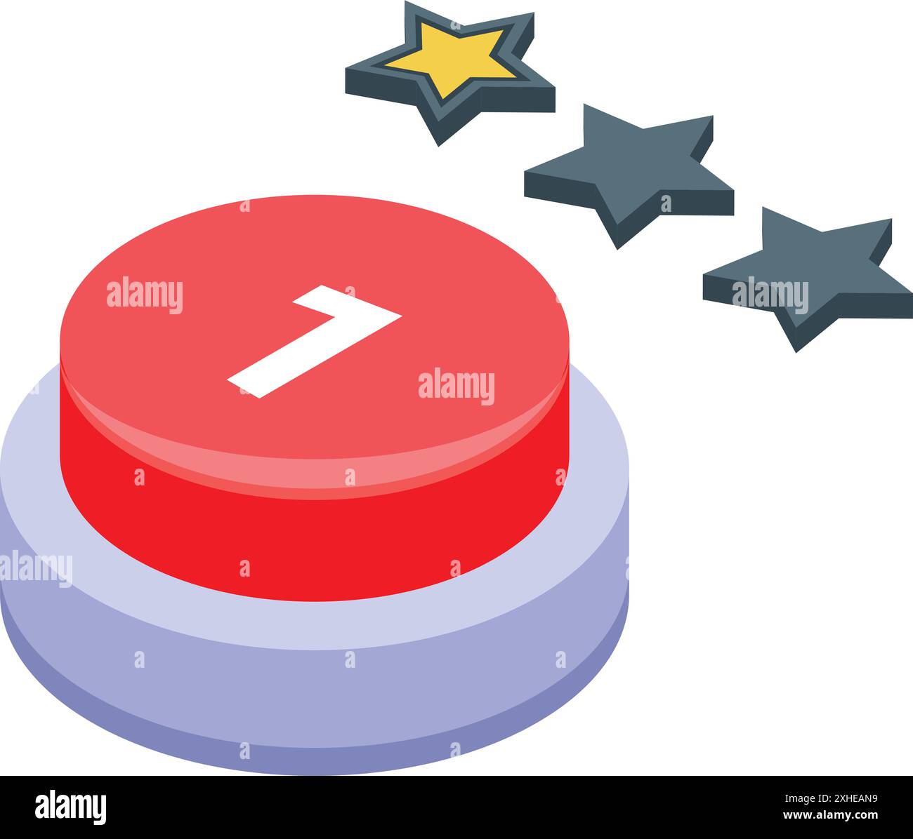 Red button with number one receiving a five stars rating, for customer ...