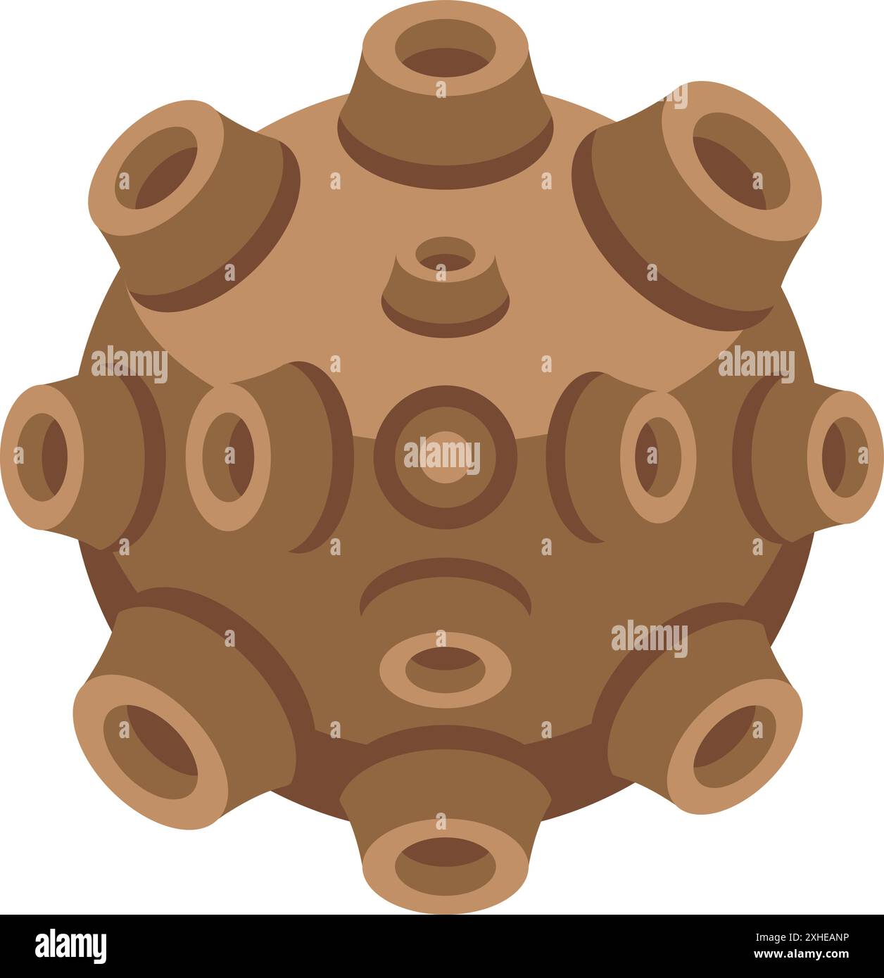 Simple cartoon illustration of a brown asteroid floating in space with ...