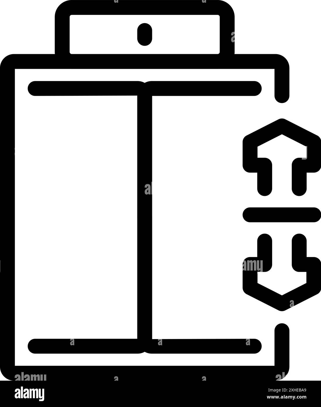 Elevator is opening its doors, showing up and down arrows, indicating ...