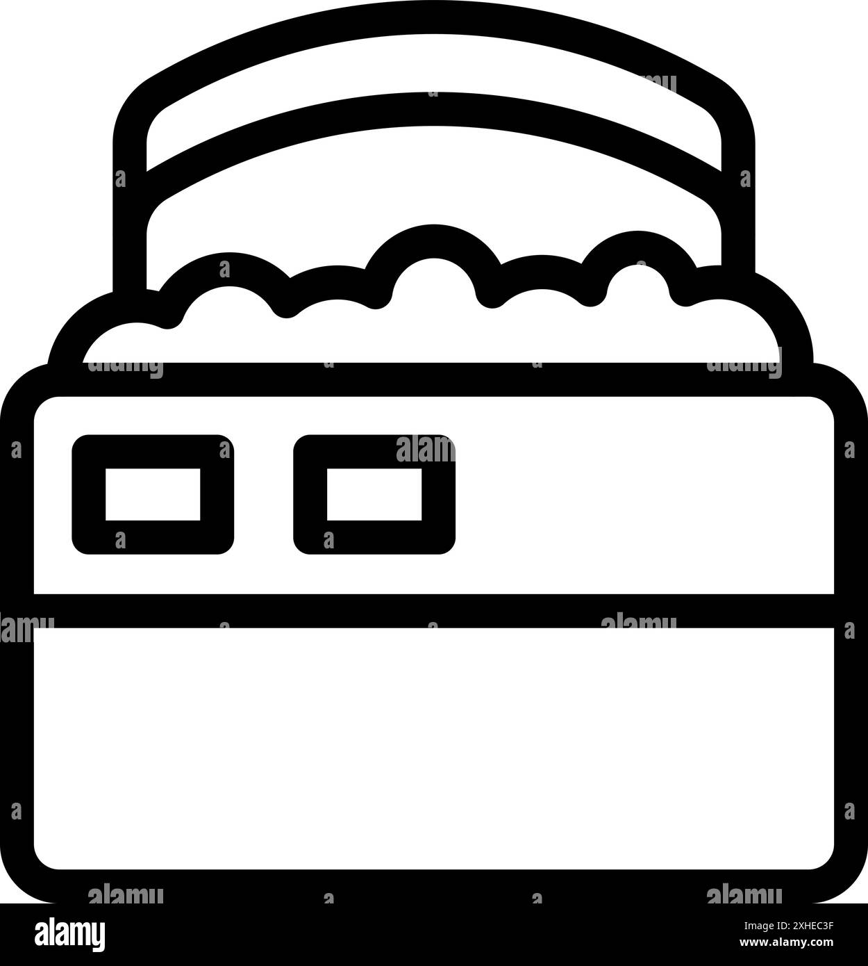 Line drawing of an open container full of popcorn, with a handle for ...