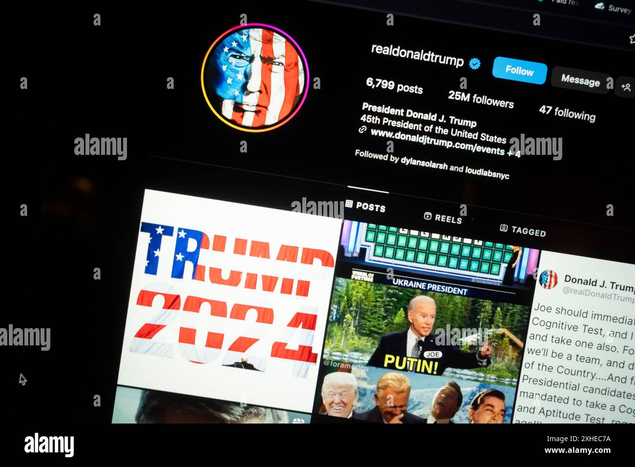 Butler, Pennsylvania, USA. 14th July, 2024. The Instagram account of ...