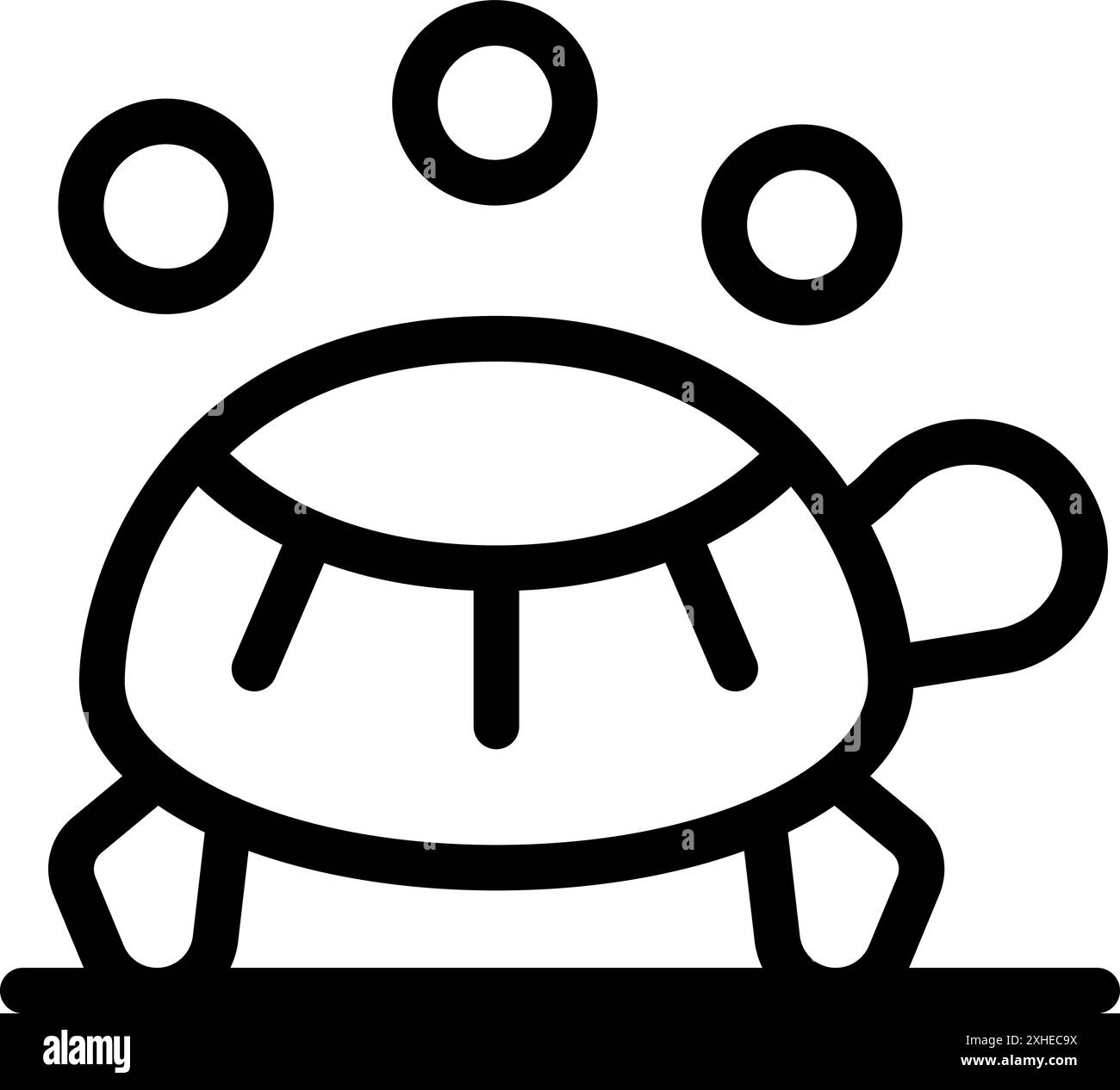 Simple line art of a turtle walking on the ground with bubbles floating ...