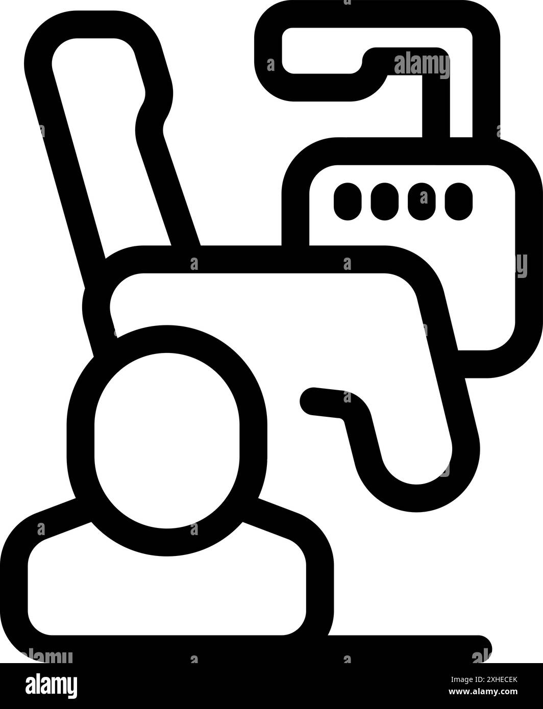 Simple line icon of a doctor using medical equipment to examine a ...