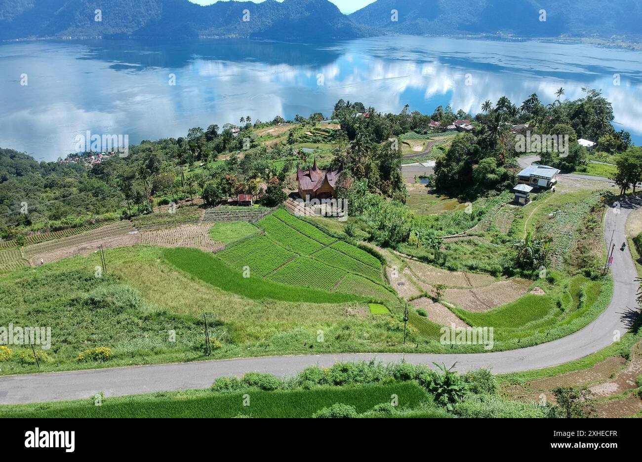 Agam Regency, Indonesia. 11th July, 2024. An aerial view is showing ...