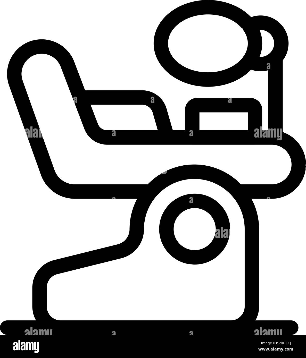 Line icon of a gynecological examination chair, highlighting the ...