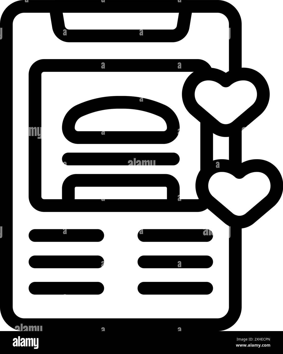 Outline icon of a smartphone app for ordering food online, showing a ...