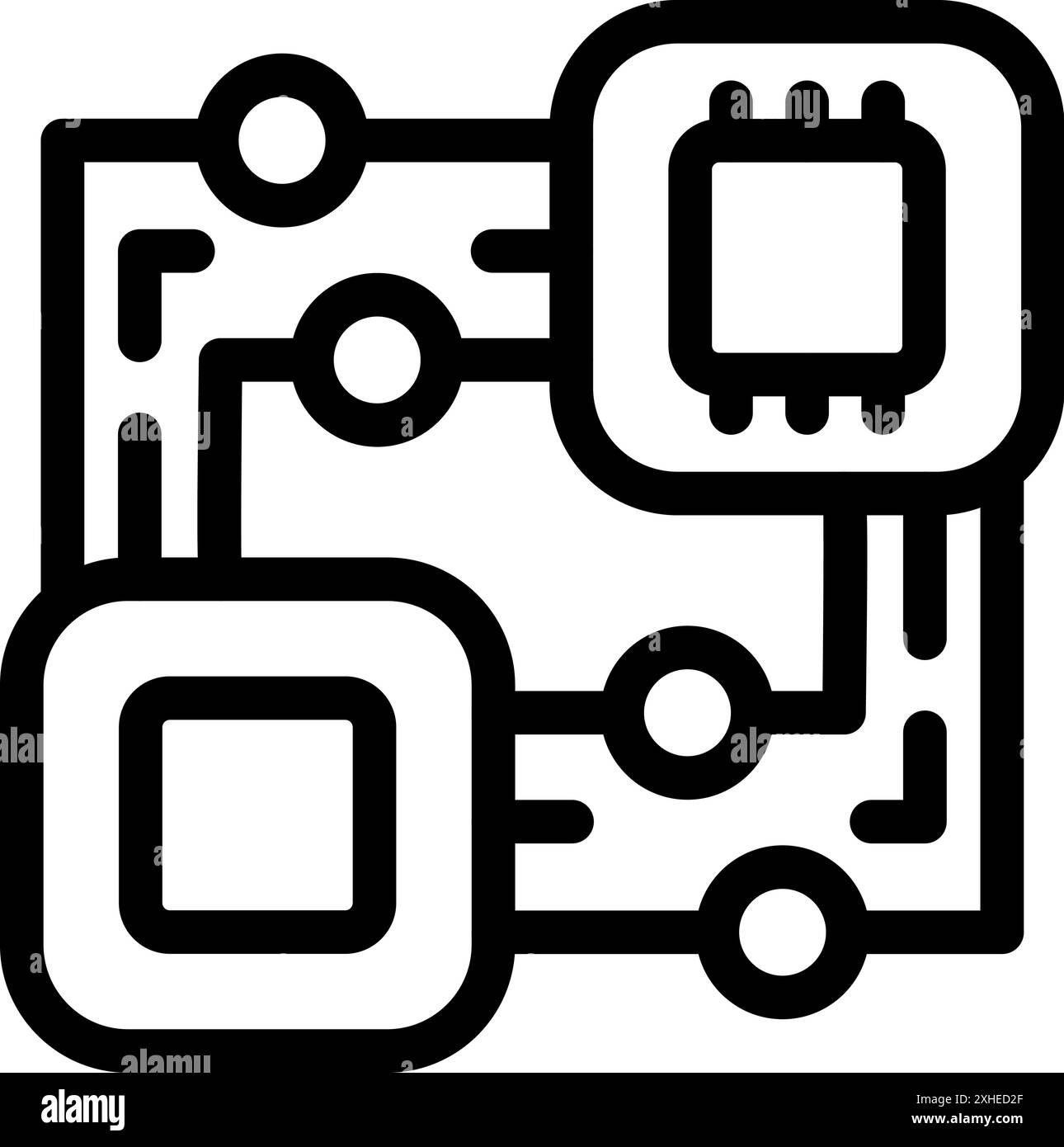 Black and white icon of a circuit board, representing electronic ...